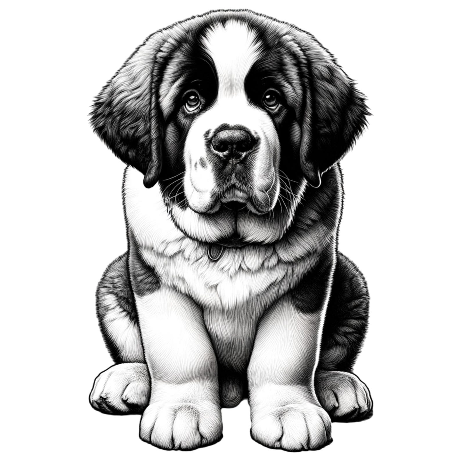 Saint Bernard Dog Vector Portrait Svg, Pet Tattoo Shirt Mug Design Gift ...