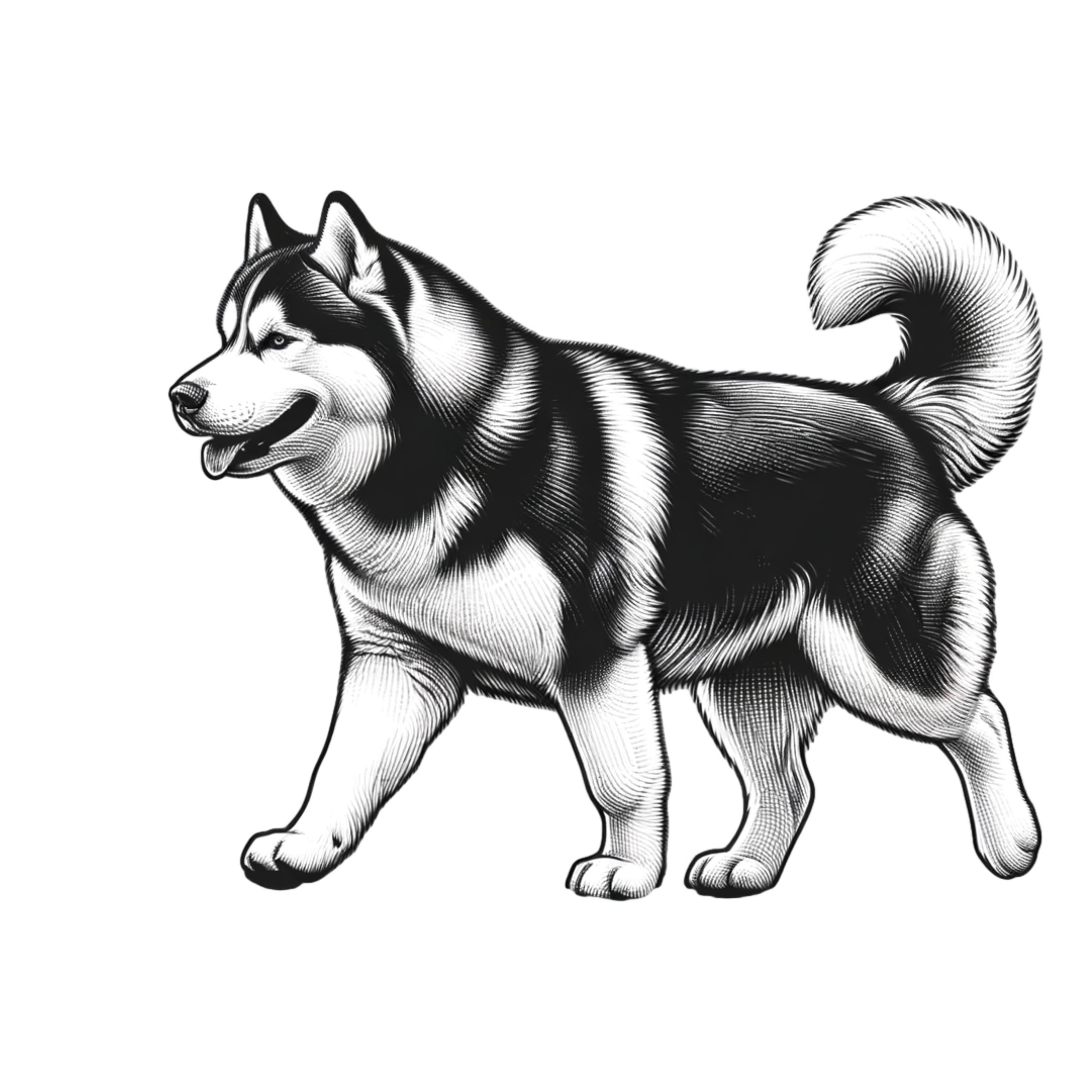 Husky Dog Fine Line Art Drawing Laser Cut Bundle File, Huskie Shirt Mug ...