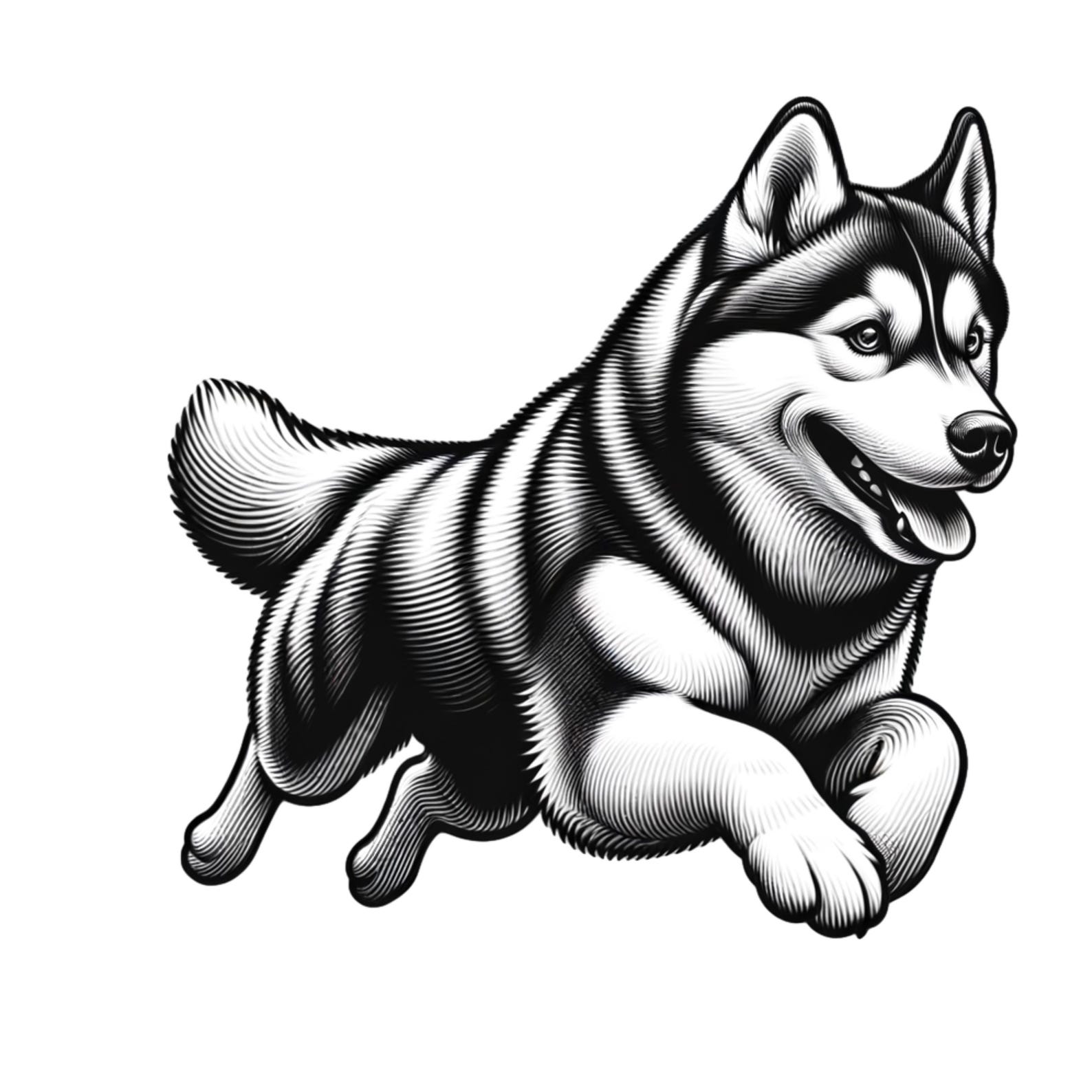 Husky Dog Fine Line Art Drawing Laser Cut Bundle File, Huskie Shirt Mug ...