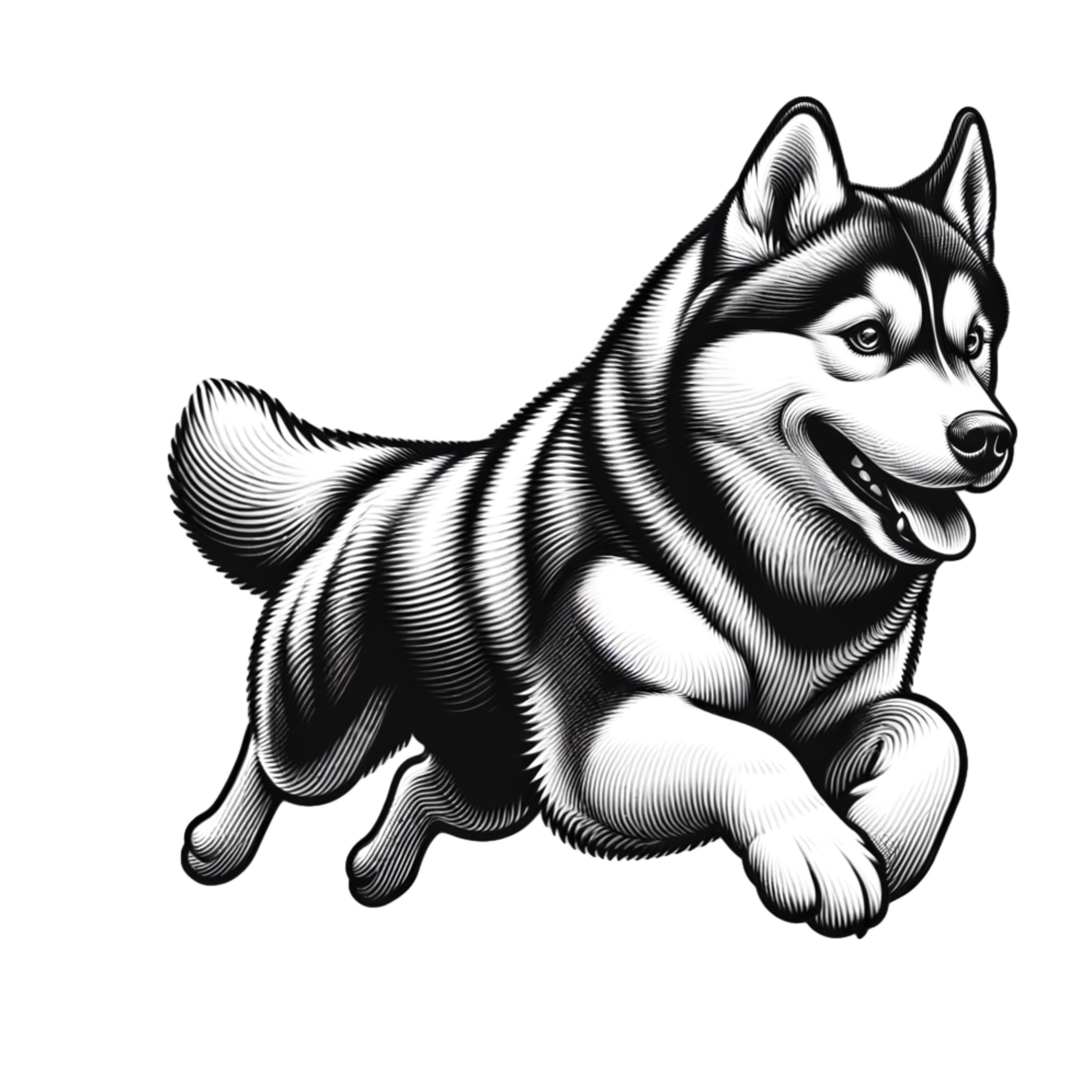 Husky Dog Fine Line Art Drawing Laser Cut Bundle File, Huskie Shirt Mug ...