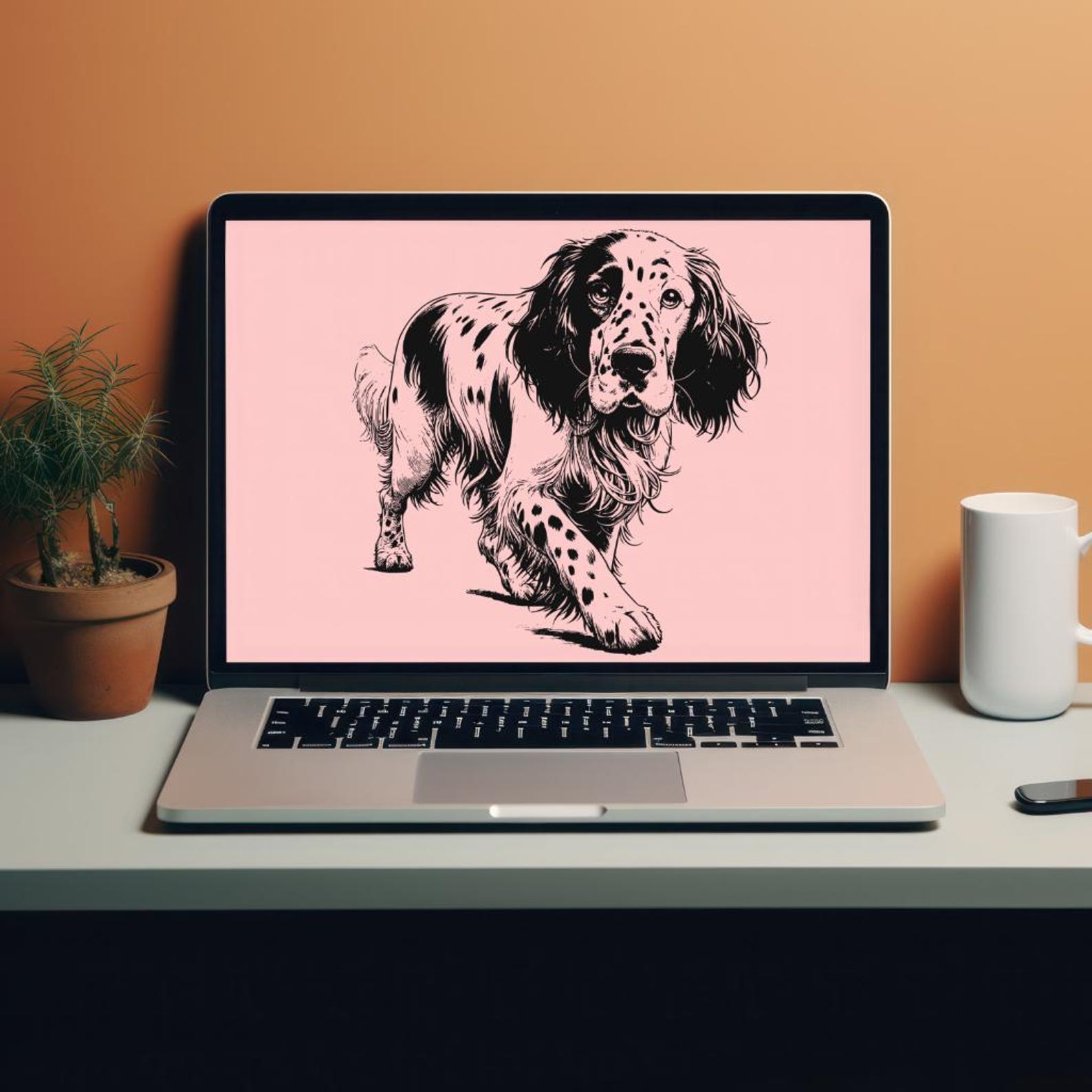 English Setter Clipart, Vector Illustration Bundle, English Setter Face ...