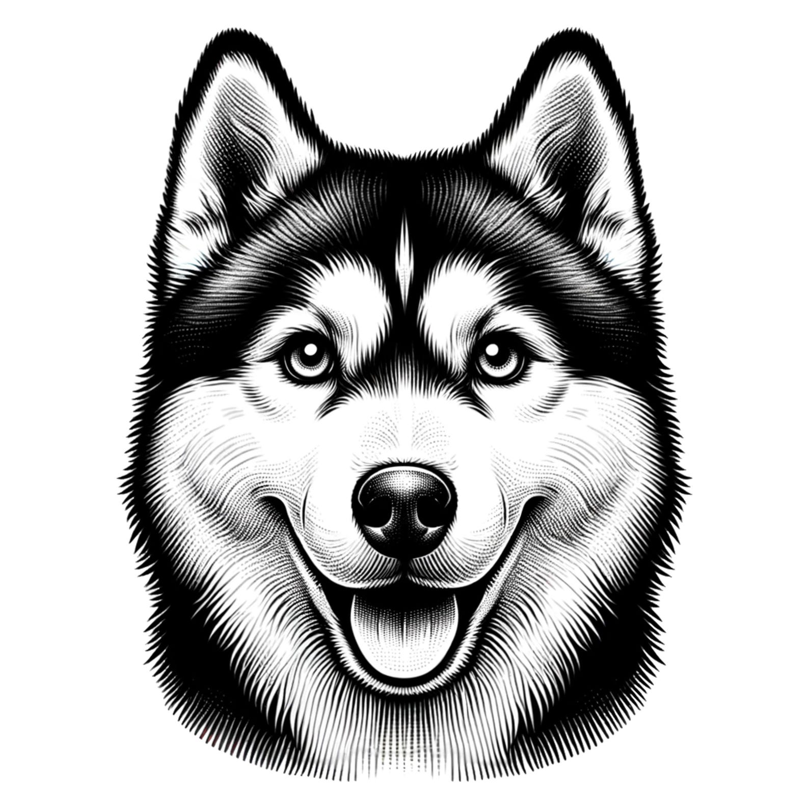 Husky Dog Fine Line Art Drawing Laser Cut Bundle File, Huskie Shirt Mug ...