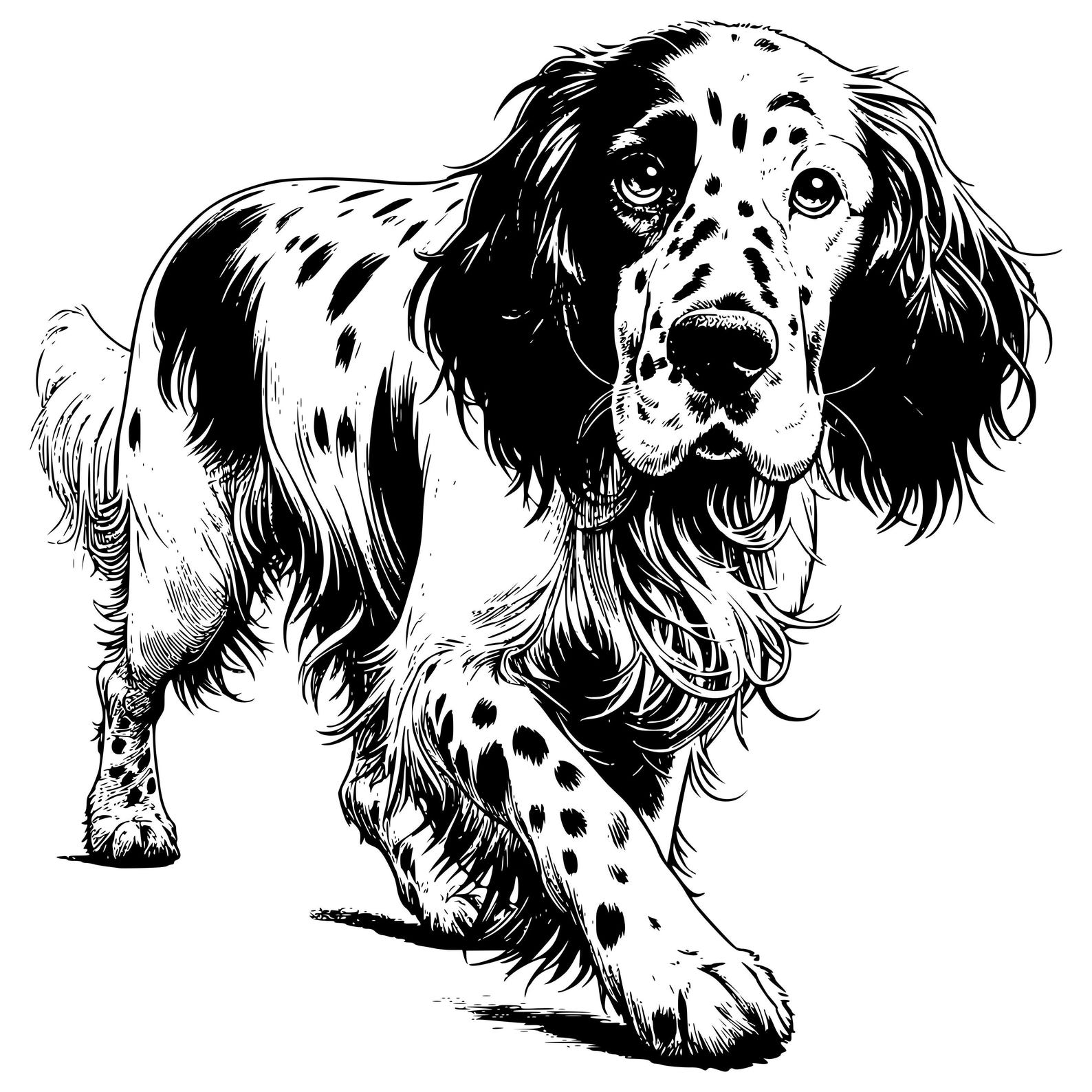 English Setter Clipart, Vector Illustration Bundle, English Setter Face ...