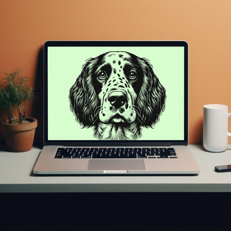 English Setter Clipart, Vector Illustration Bundle, English Setter Face ...