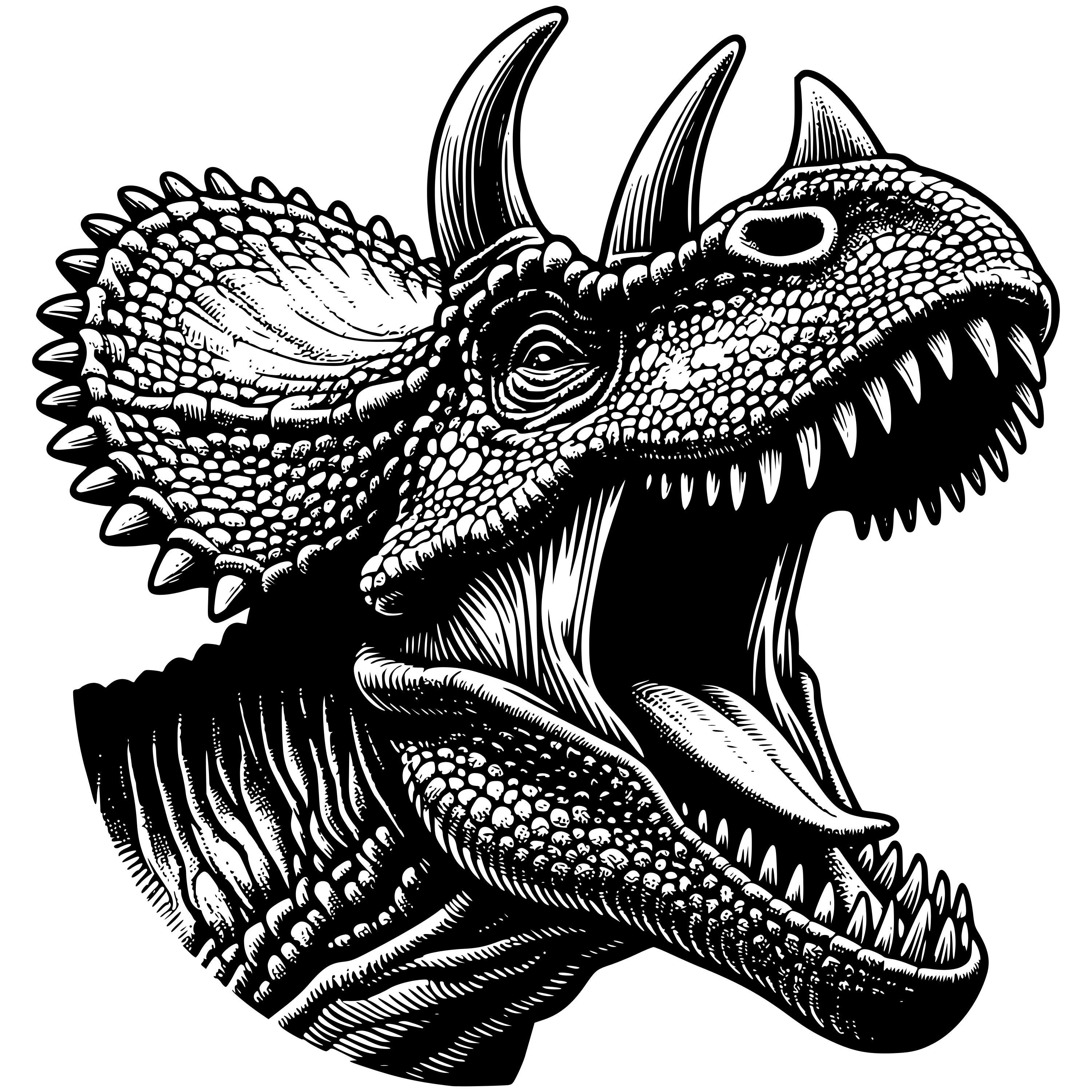 Triceratops Dinosaur Clipart Portrait Bundle, Laser Cut Svg Project ...