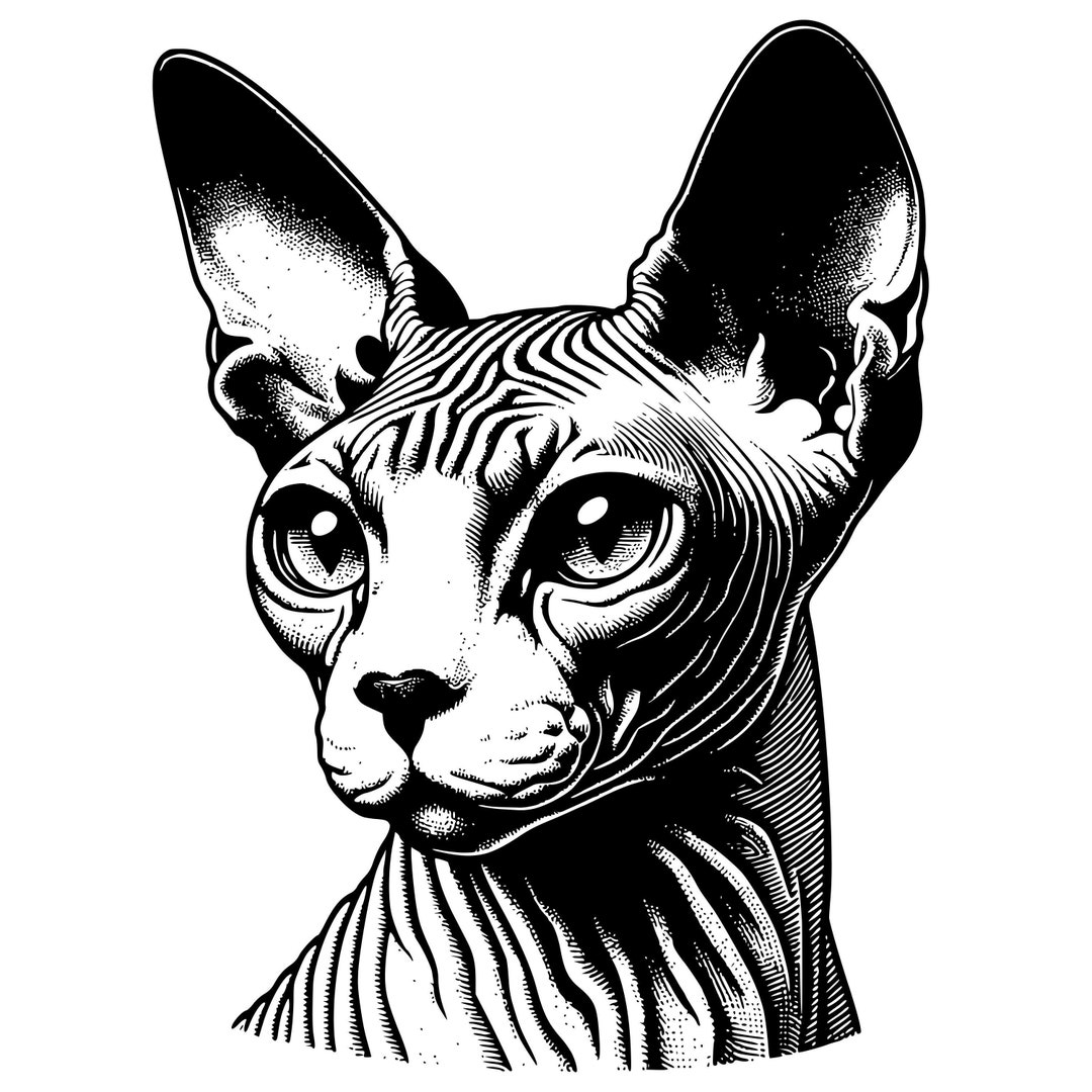 Sphynx Cat Svg Portrait Bundle: Laser Cut Design on Metal Wood Porcelan ...