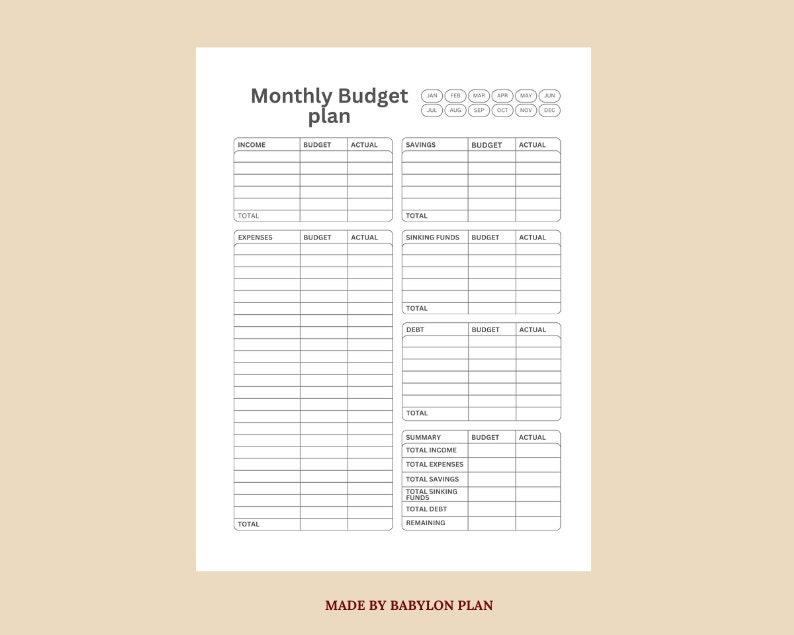 Monthly Budget Planner Printable, Budget Tracker Template, Finance ...