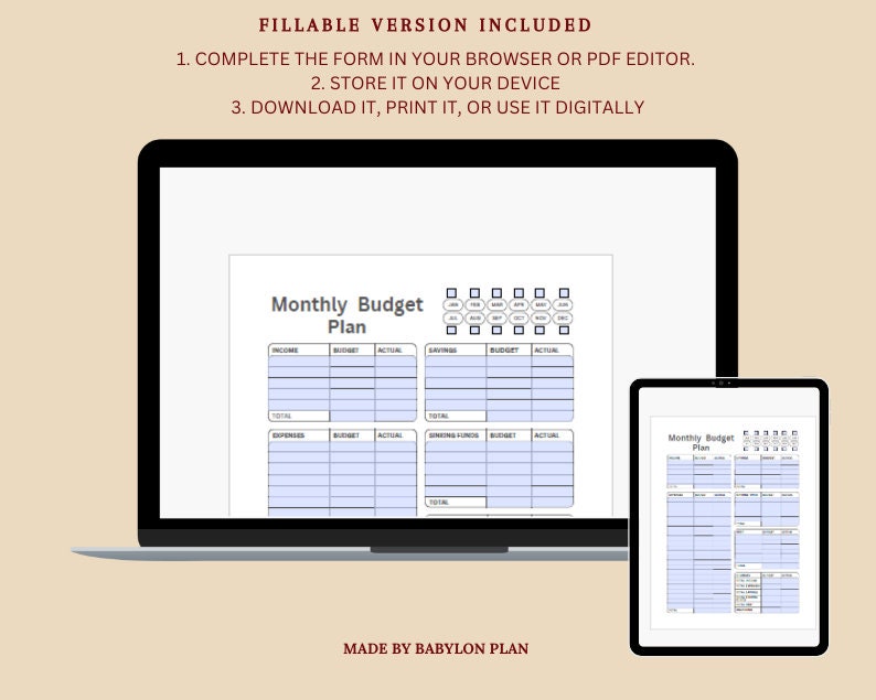 Monthly Budget Planner Printable, Budget Tracker Template, Finance ...