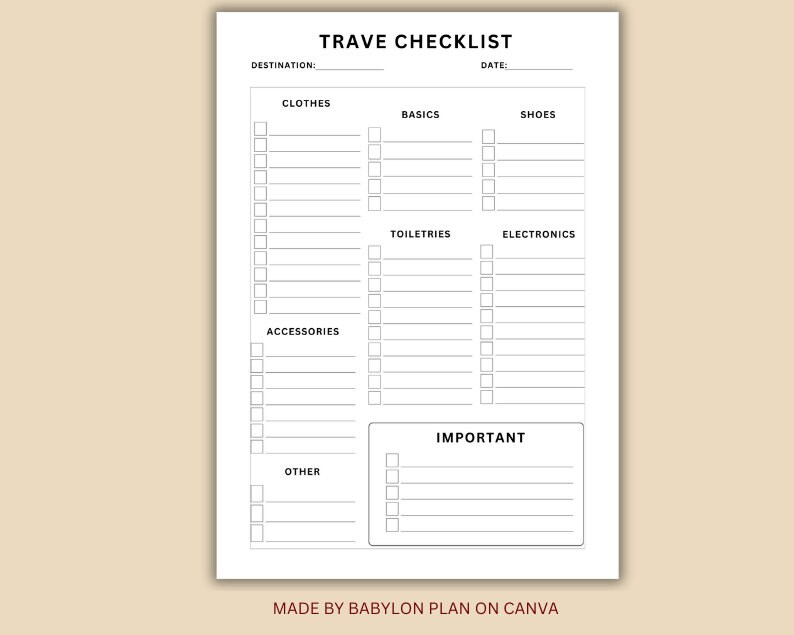 Travel Outfit Planner Printable Template, Daily Outfit Planner for ...