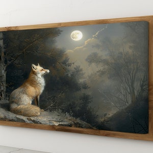 Moonlight Forest Fox Digital Print | Rustic Moody Painting Wall Art ...