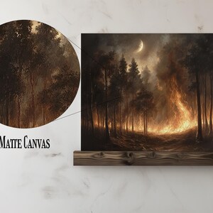 Moonlight Wildfire Print on Canvas or Premium Archival Paper, Moody ...