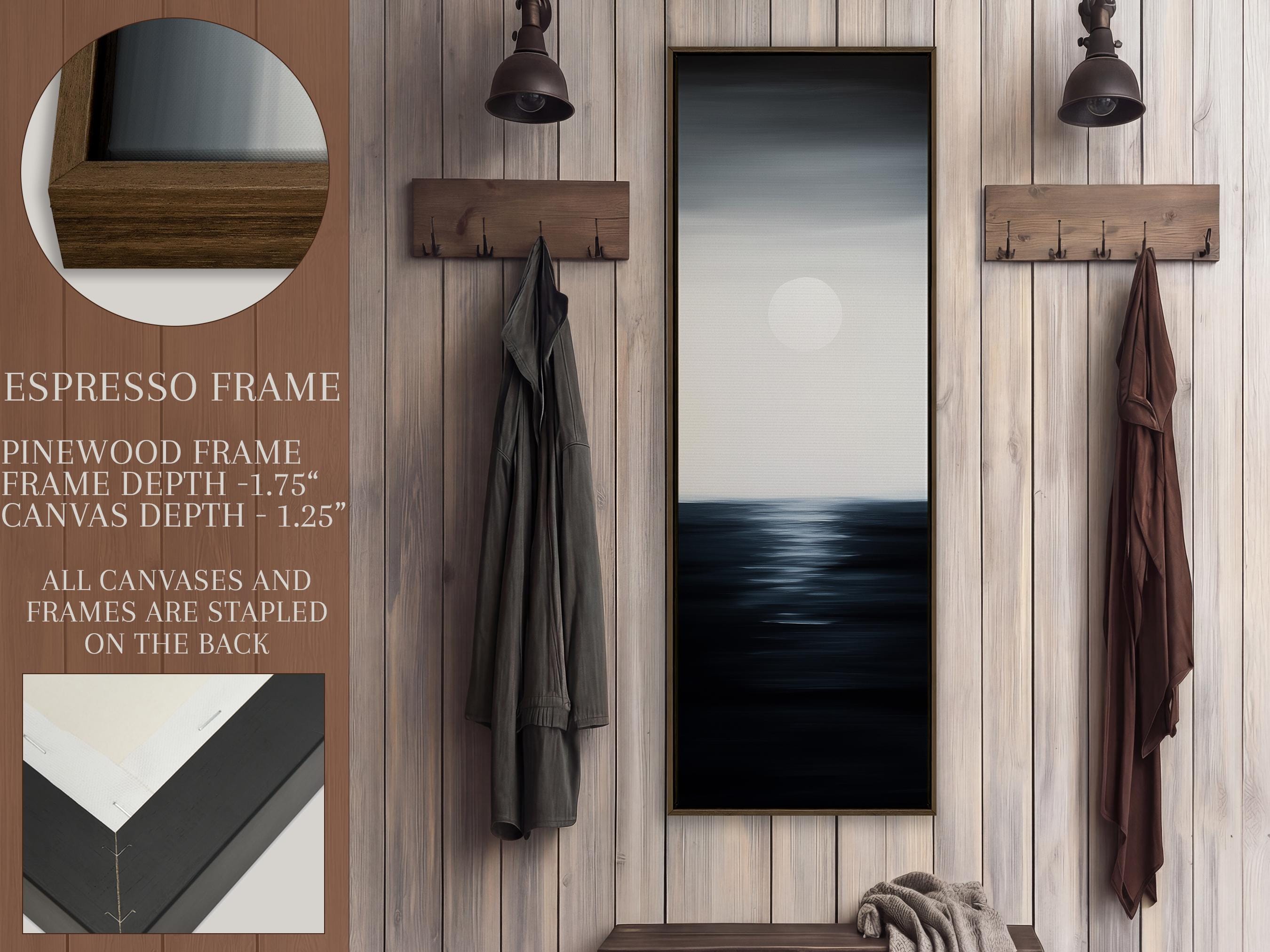 Abstract Sunset Narrow Tall Scenery Print on Canvas, Black and White ...