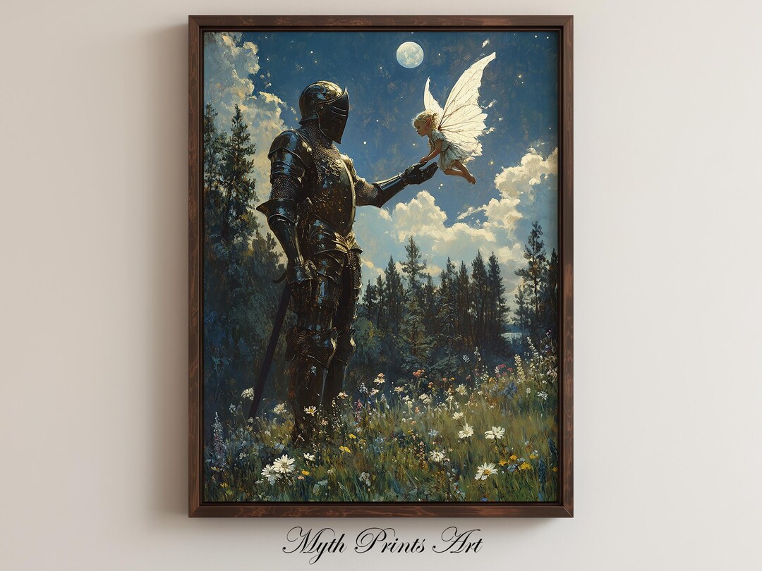 Knight and Little Fairy Digital Print | Whimsical Medieval Painting ...