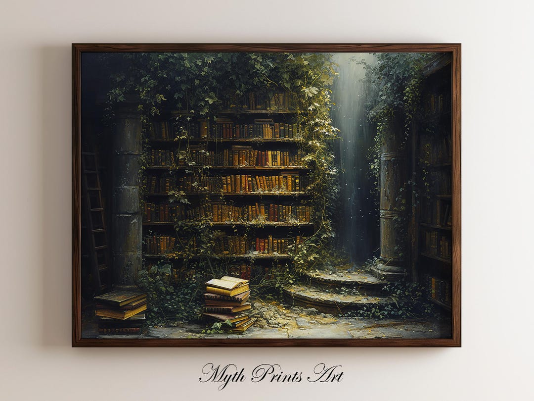 Victorian Overgrown Library Digital Print | Dark Academia Wall Art ...