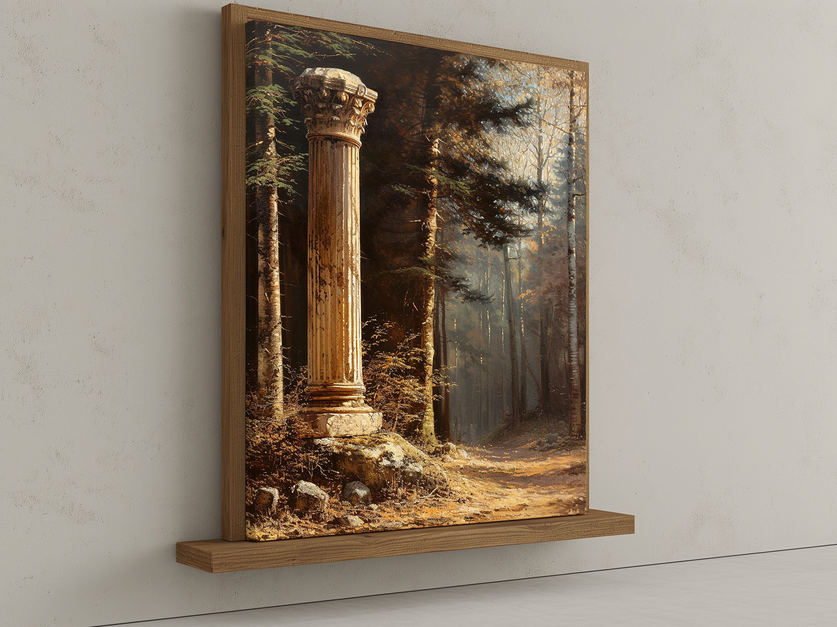 Ancient Pillar Digital Print | Forest Scenery Painting Wall Art ...