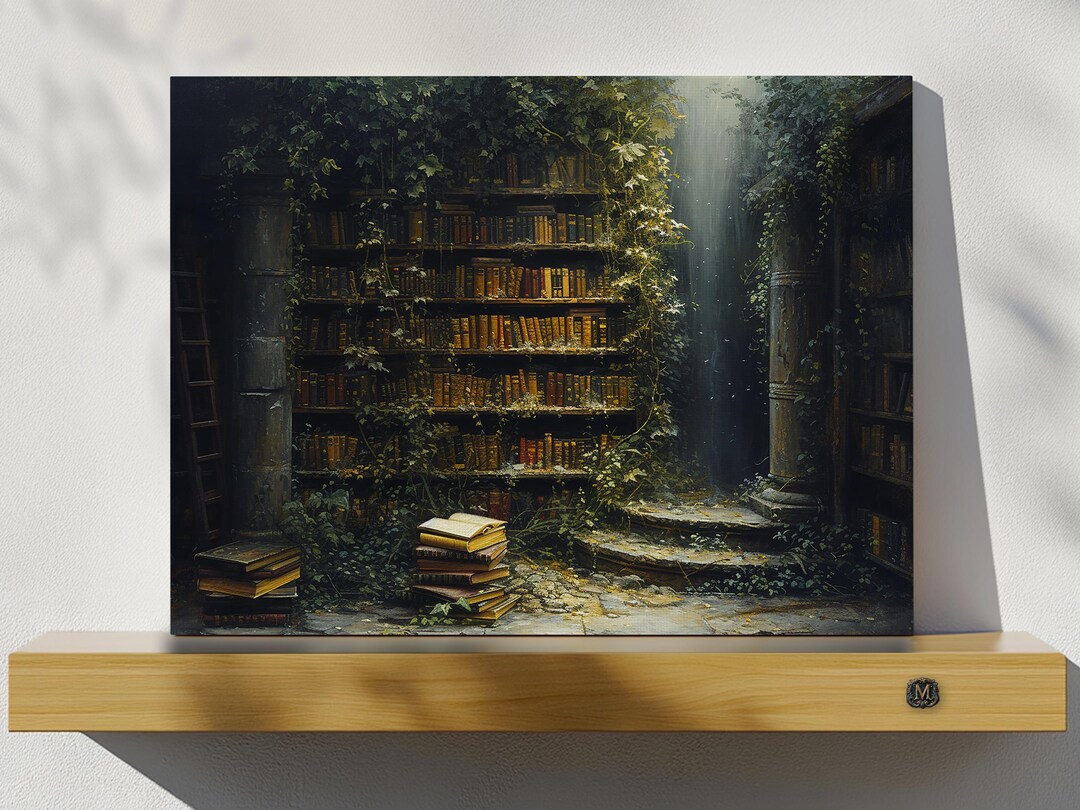 Victorian Overgrown Library Print on Canvas or Premium Archival Paper ...