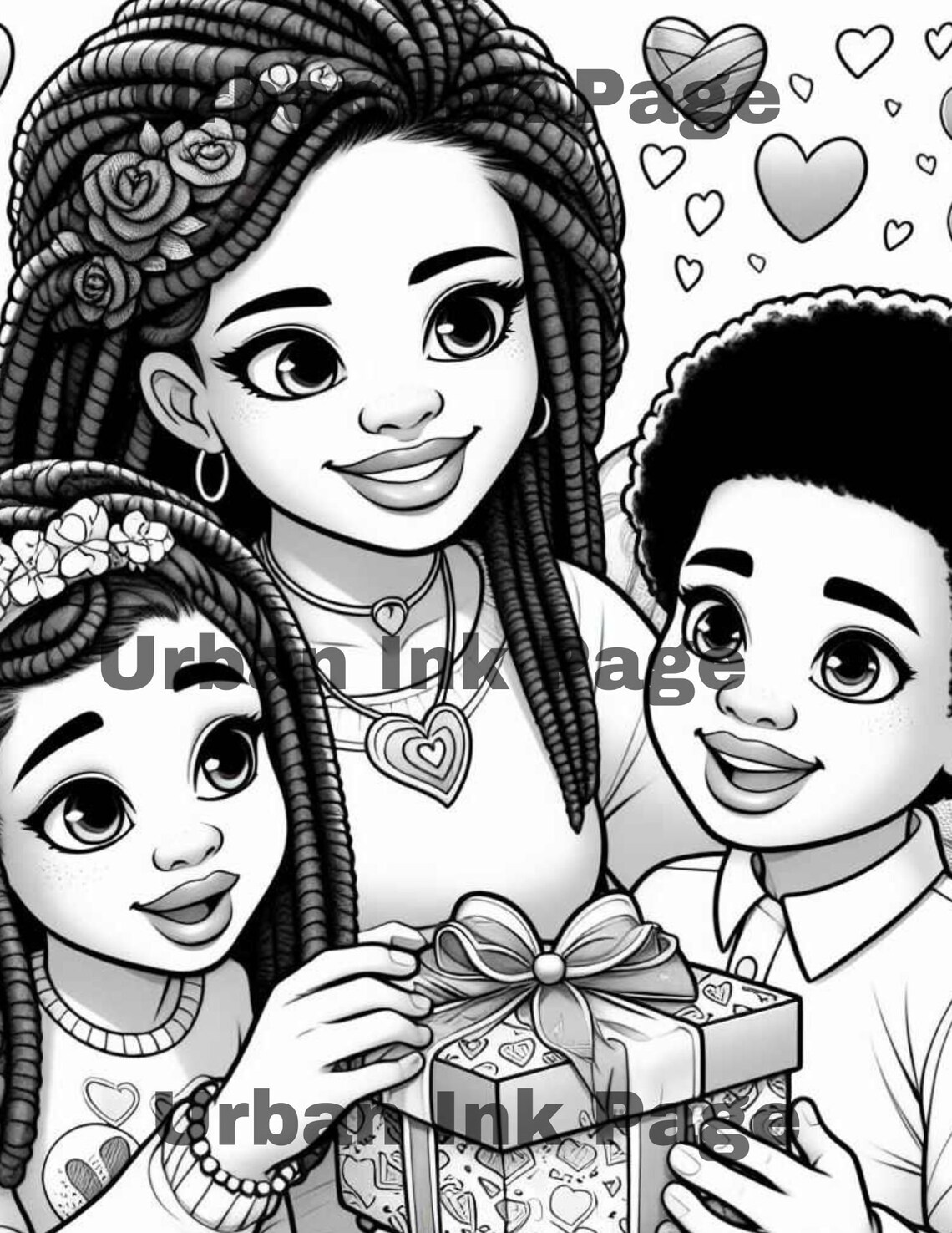 Heartful Kids Coloring Book L Printable Afro American Woman Coloring ...