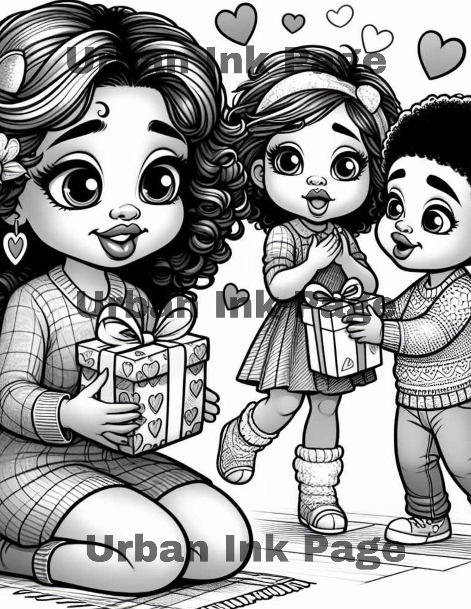 Heartful Kids Coloring Book L Printable Afro American Woman Coloring Pages, Fantasy Grayscale ...