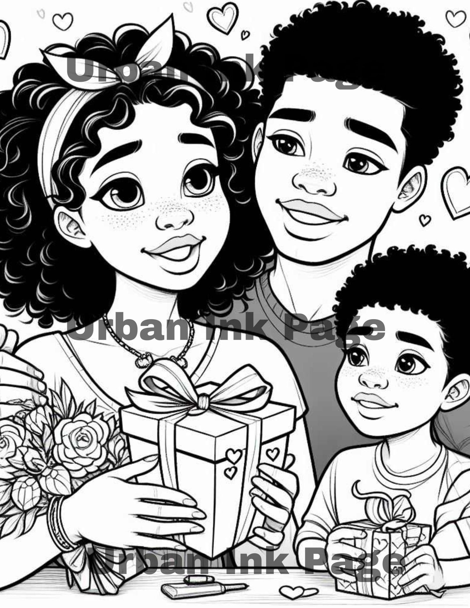 Heartful Kids Coloring Book L Printable Afro American Woman Coloring Pages, Fantasy Grayscale ...