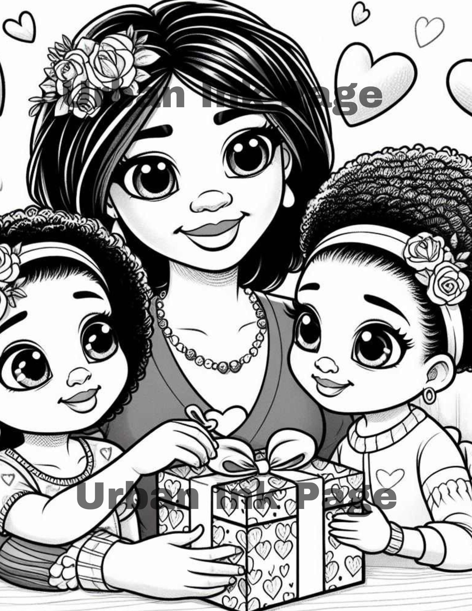 Heartful Kids Coloring Book L Printable Afro American Woman Coloring ...