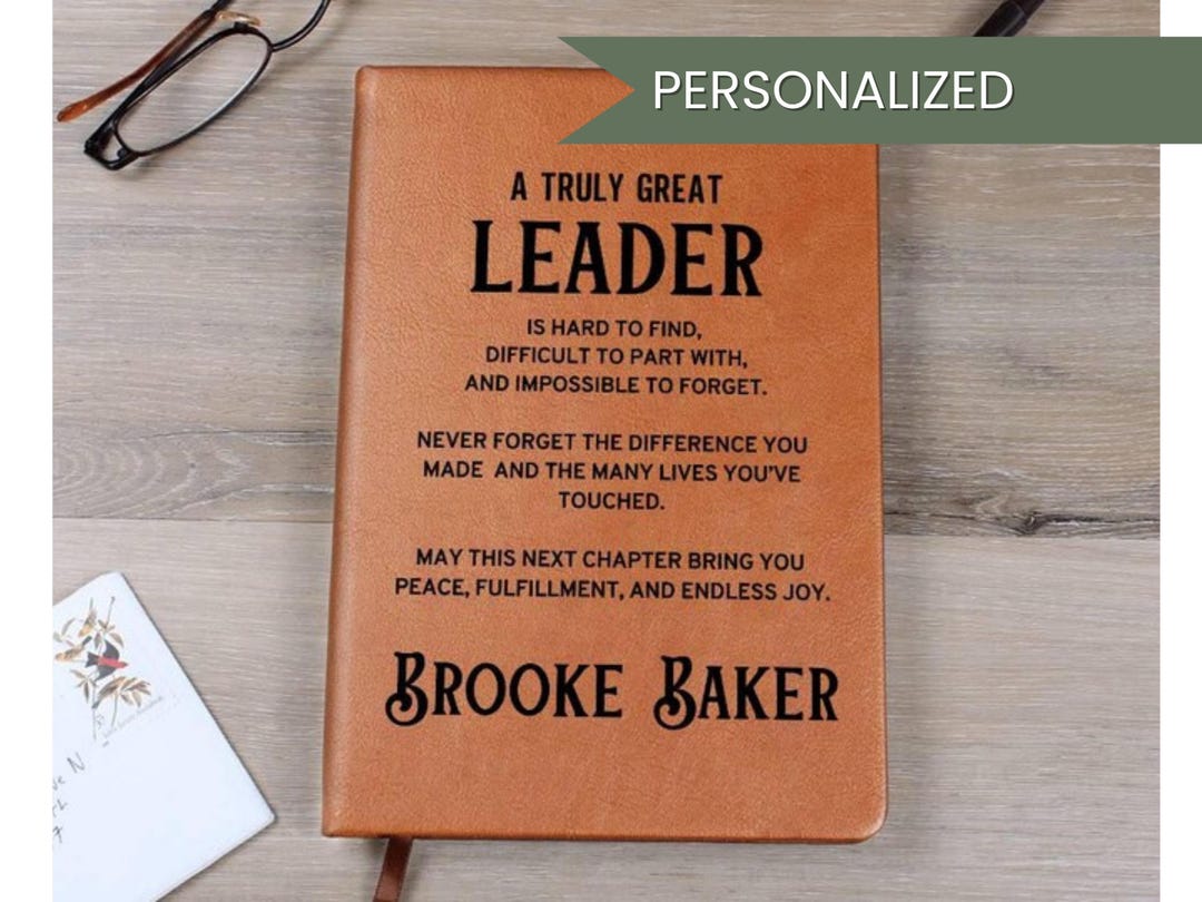 Personalized Vegan Leather Journal | Retirement Gift for Leader | Boss ...