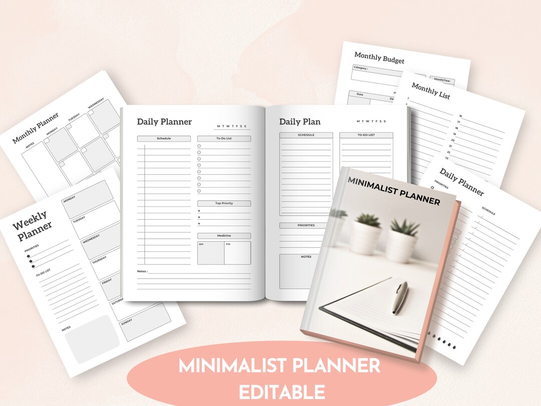 Minimalist Planner Pack Template Editable - Etsy