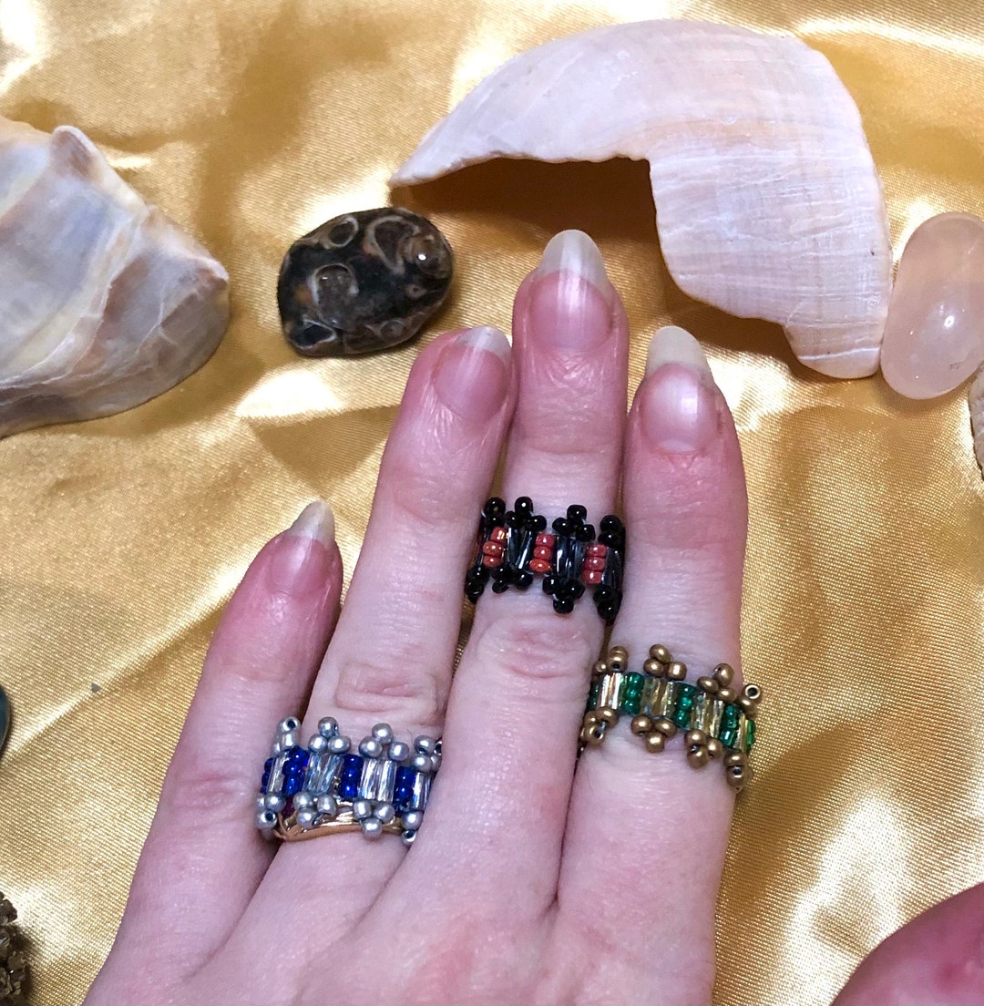 Shattered Layers Beaded Rings - Etsy