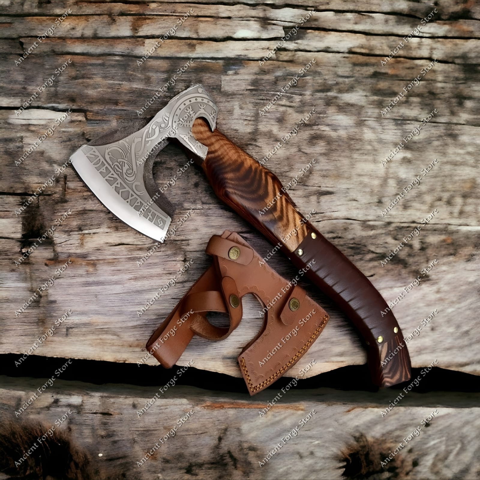 Hand Forged Custom Carbon Steel Viking Axe With Rose Wood Shaft, Viking ...