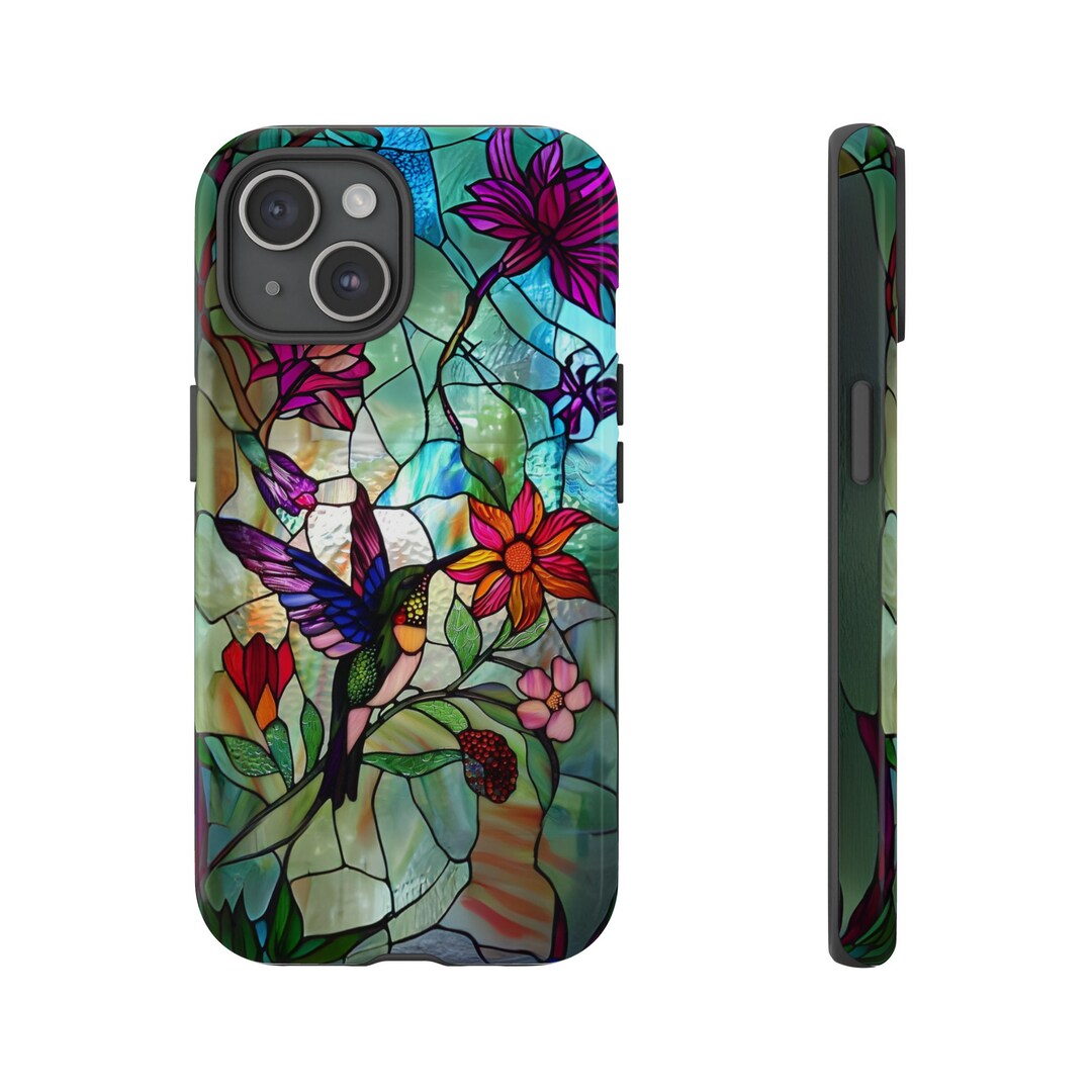 Stained Glass Phone Case - Flowers Phone Case - Hummingbird Phone Case ...