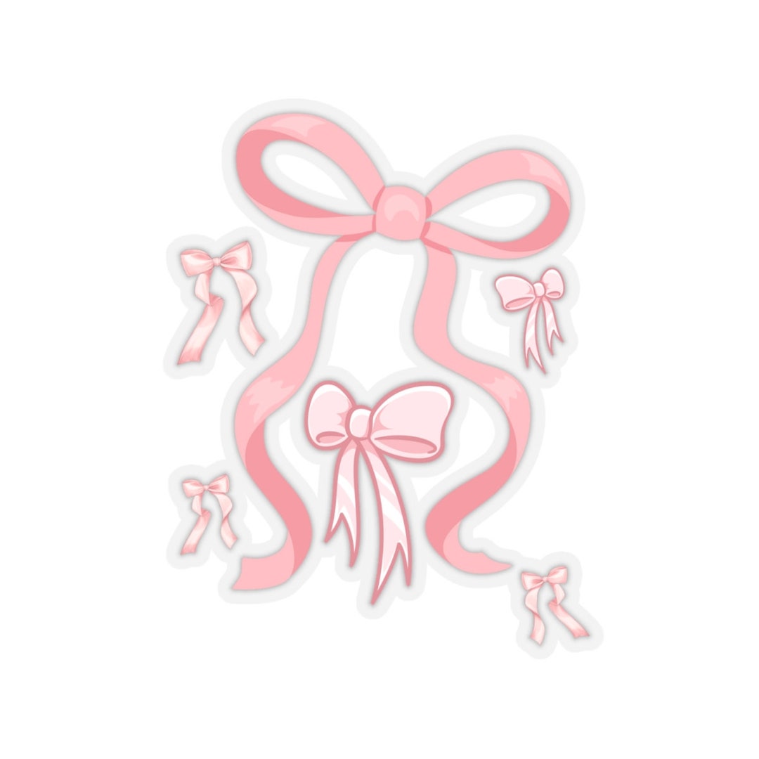 Pink Bows Stickers: Pink Bows Macarons Pink Accents Girly Stickers Cute ...