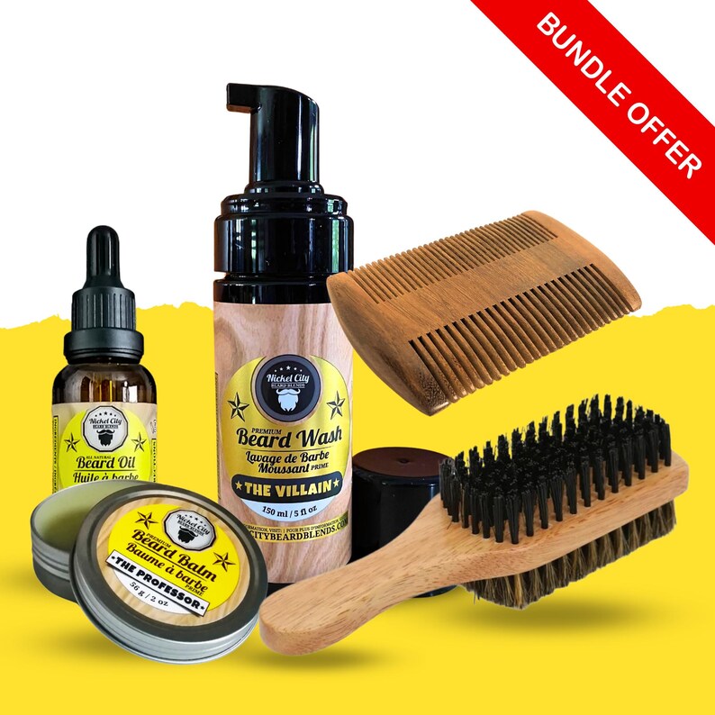 Ultimate Beard Grooming Kit - Oil, Balm, Wash, Brush and Comb | Natural ...