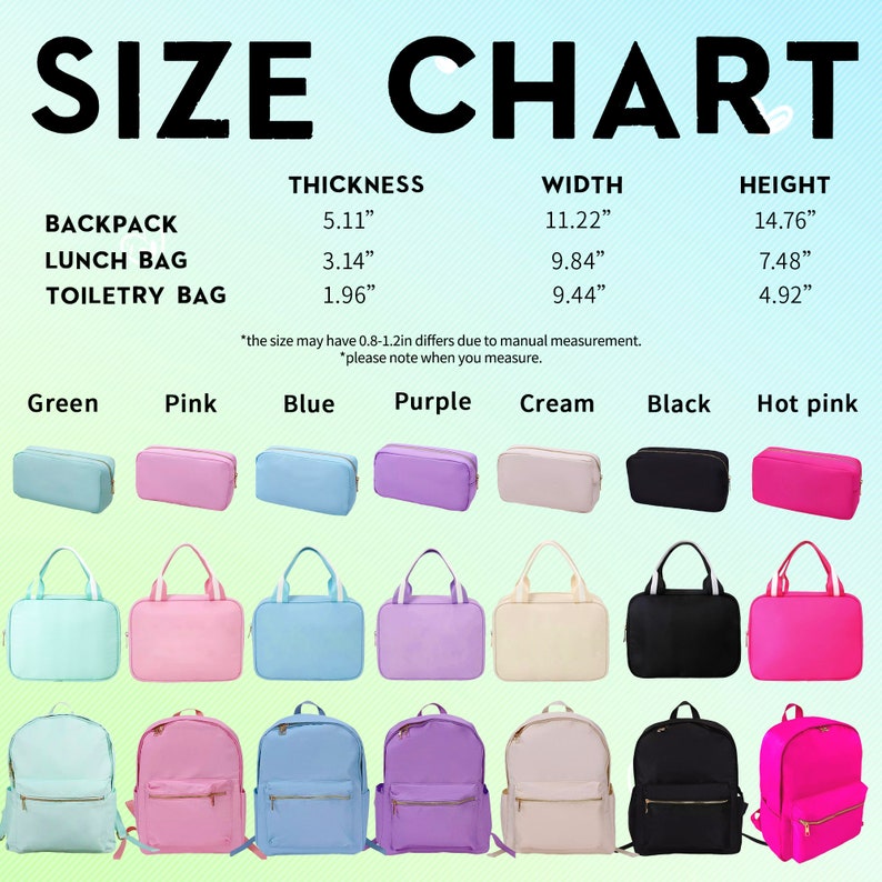 Personalized Name Nylon Backpack Lunch and Pencil Bag, Kids Bag With ...
