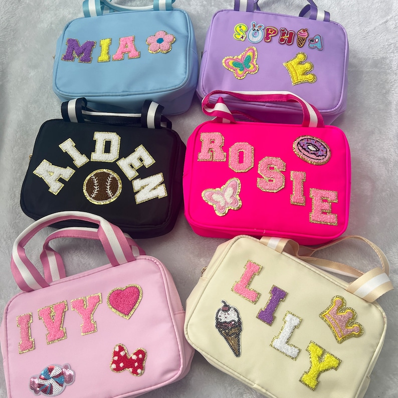Personalized Name Nylon Backpack Lunch and Pencil Bag, Kids Bag With ...