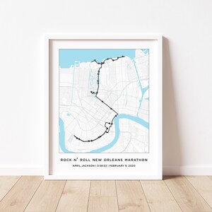 New Orleans Marathon Course Map Personalized New Orleans Route Map Rock ...