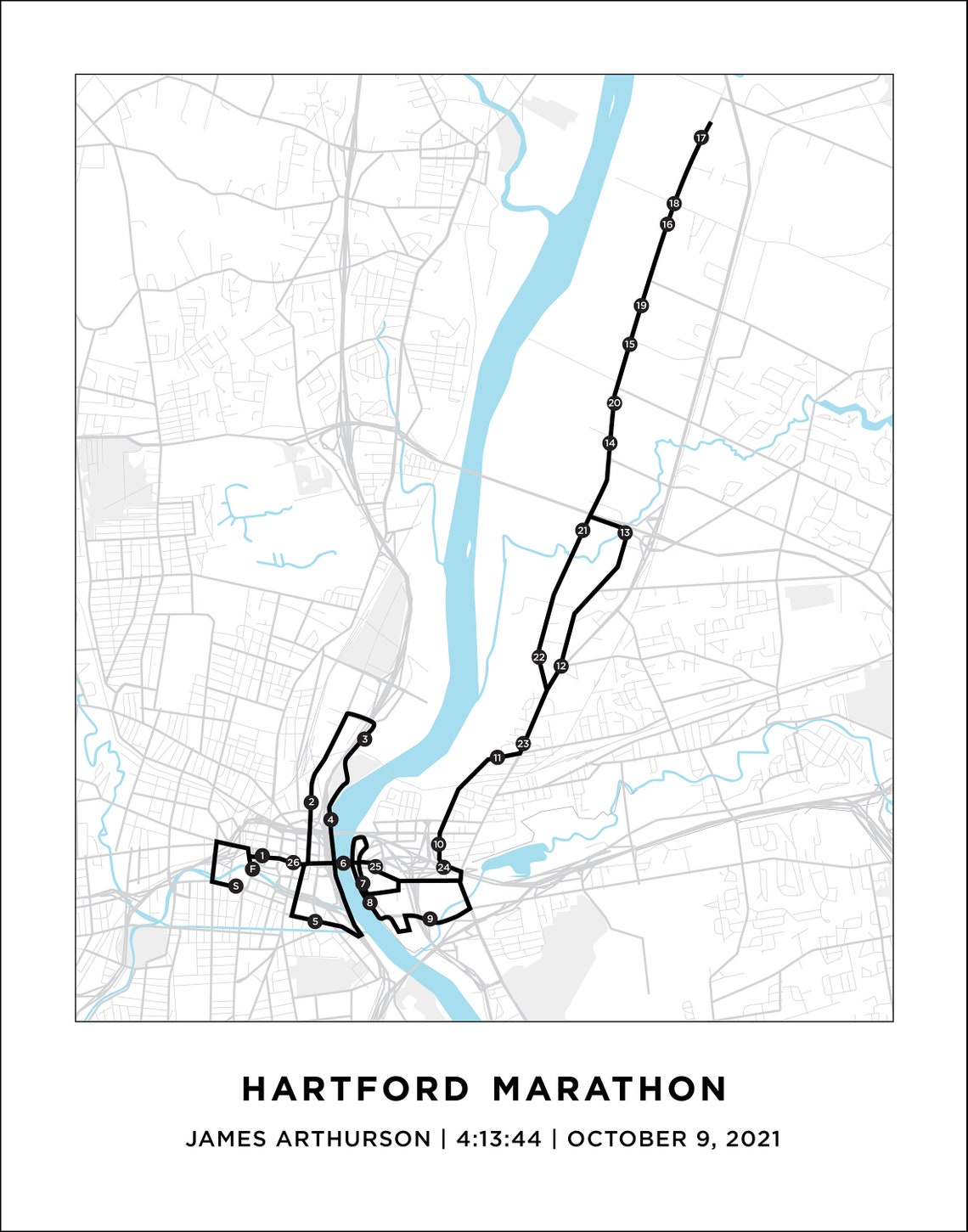 Hartford Marathon Course Map Personalized Hartford Marathon - Etsy