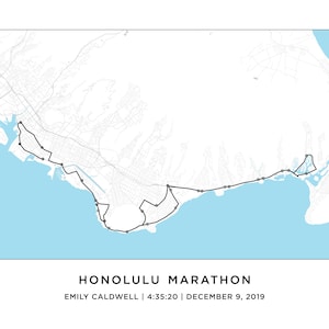 Honolulu Marathon Course Map | Personalized Honolulu Route Map | Gift ...