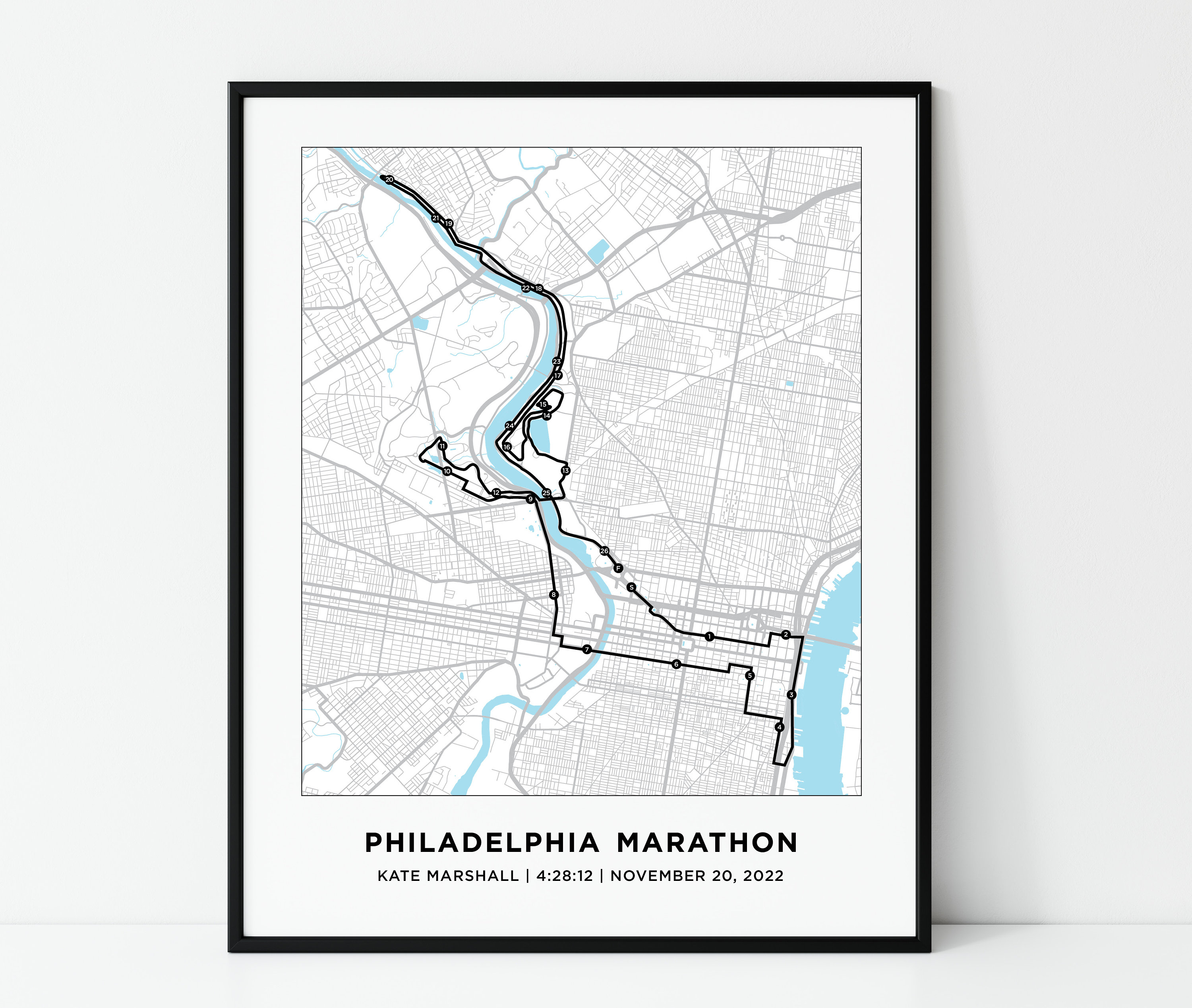 Philadelphia Marathon Course Map Personalized Philadelphia - Etsy