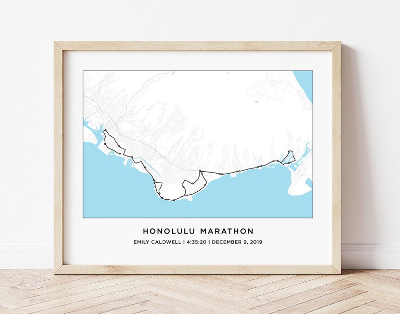 Honolulu Marathon Course Map Personalized Honolulu Route Map Gift for ...
