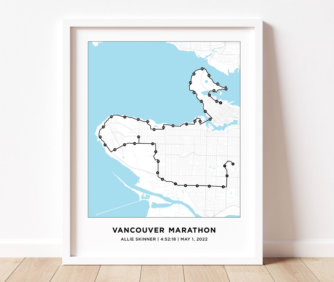 Vancouver Marathon Course Map Personalized Vancouver - Etsy