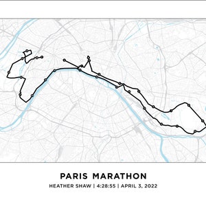 Paris Marathon Course Map Personalized Paris Marathon Route Map Custom ...
