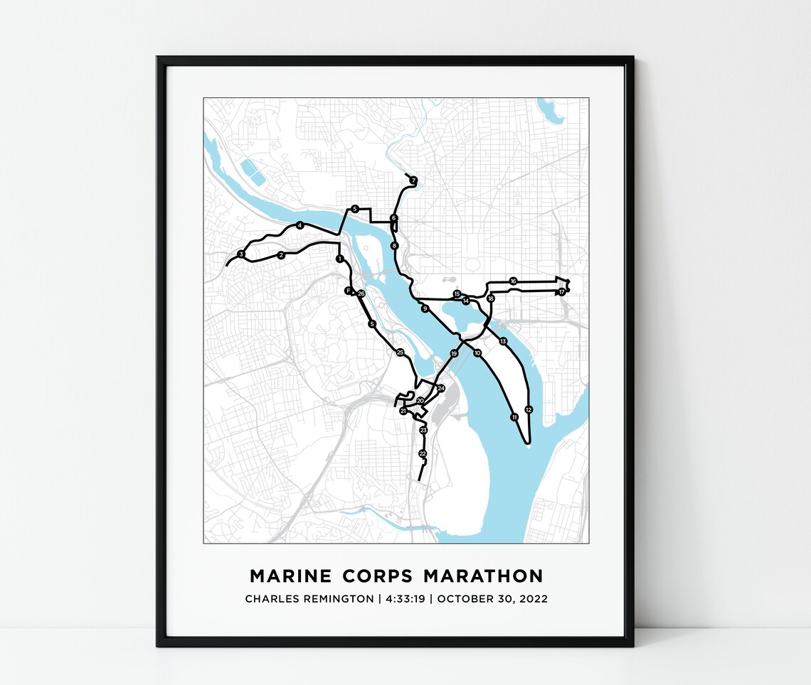 Marine Corps Marathon Course Map Personalized Marine Corps - Etsy