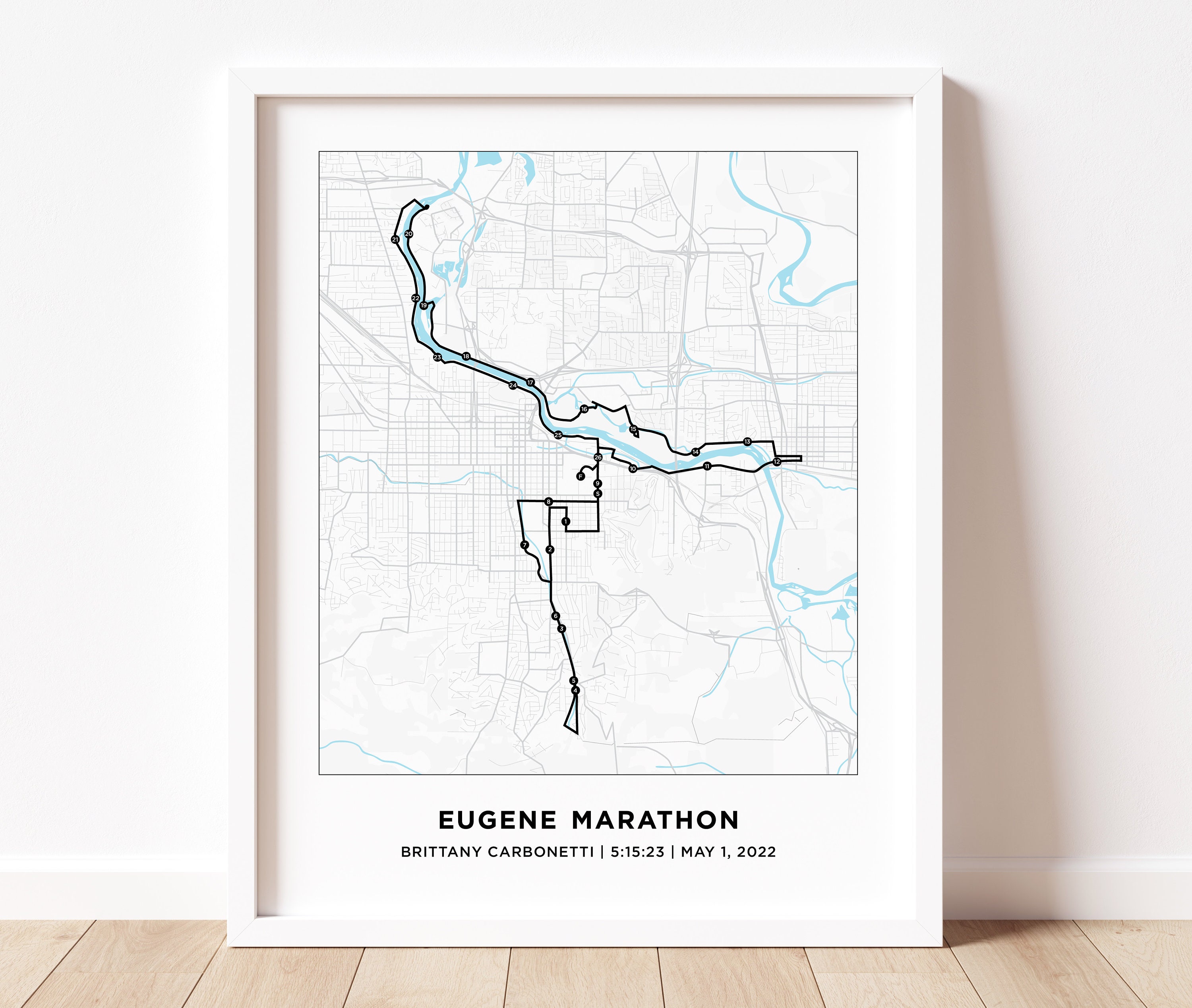 Eugene Marathon Course Map Personalized Eugene Marathon Route Map ...