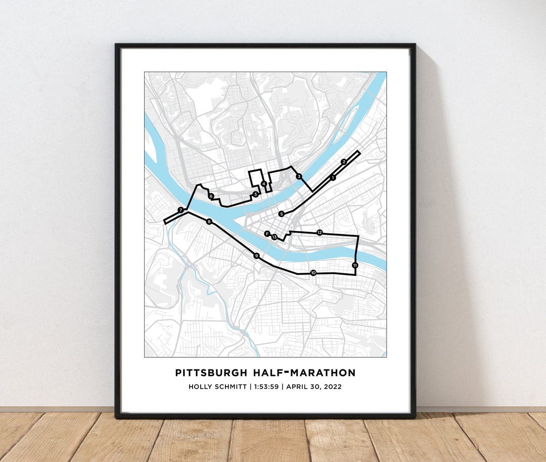 Pittsburgh Half-marathon Course Map Personalized Pittsburgh Half ...