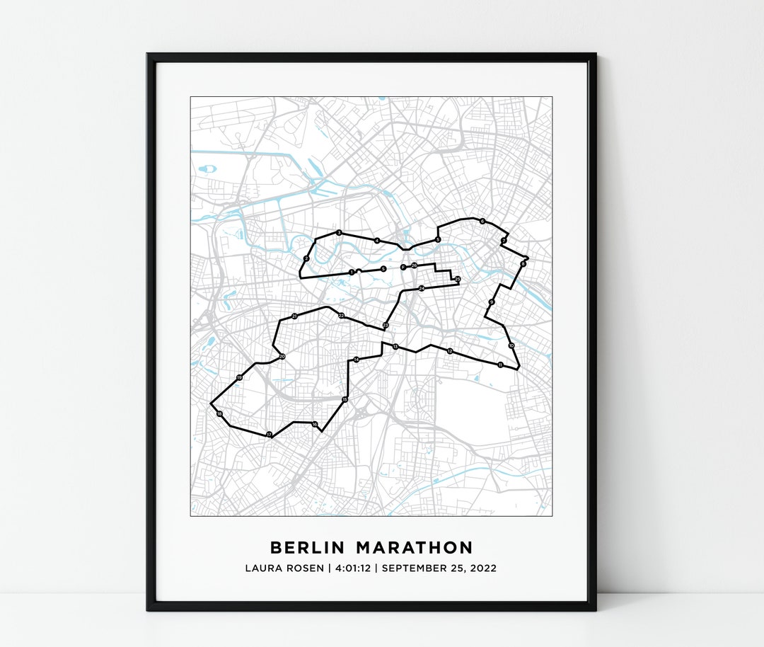 Berlin Marathon Course Map Personalized Berlin Marathon - Etsy