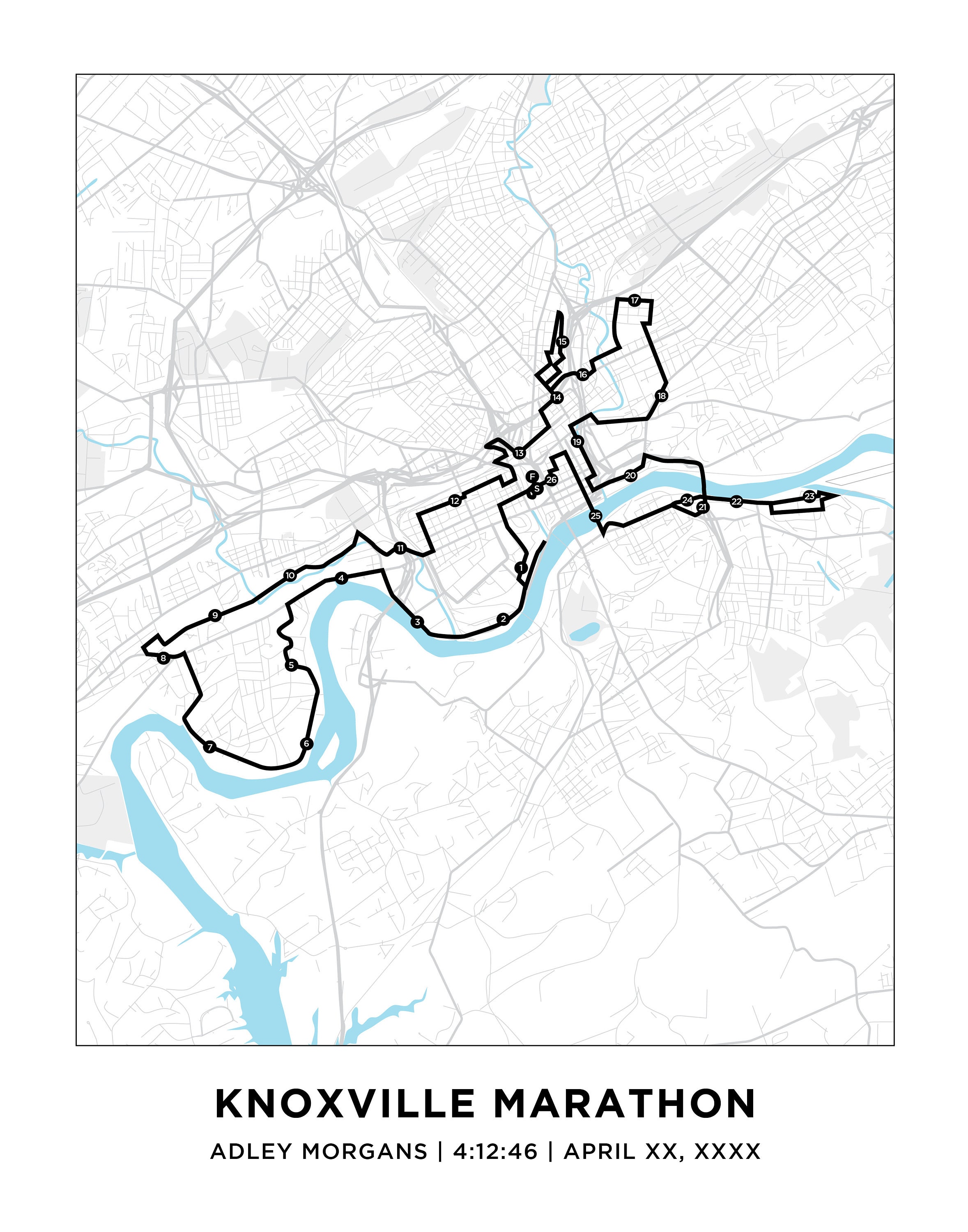Knoxville Marathon Course Map Poster sold by Gilded Irita | SKU ...