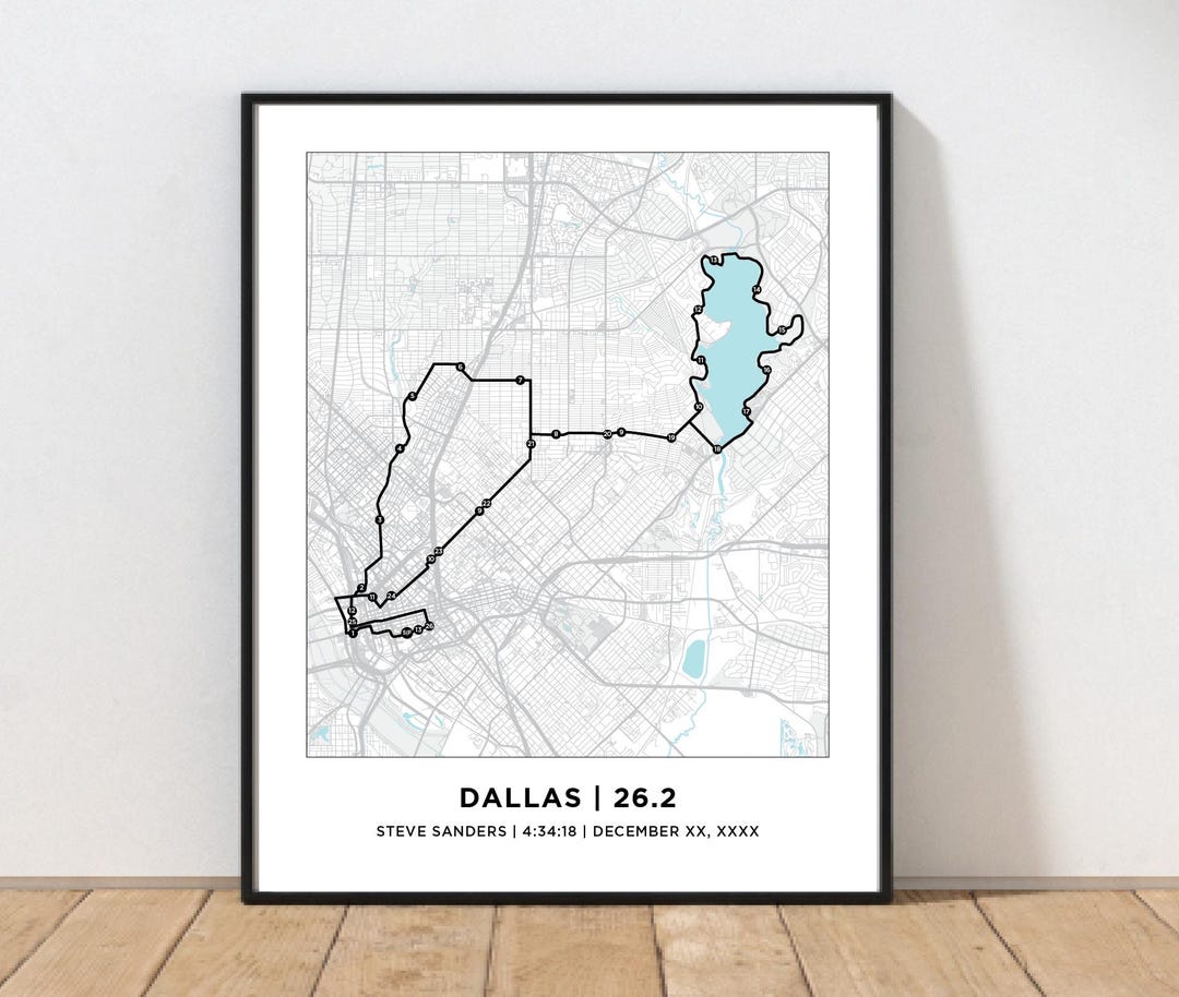 Dallas 26.2 Marathoner Course Map | Personalized Dallas Route Map ...