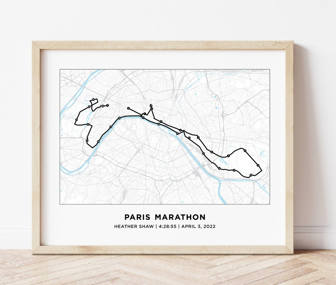 Paris Marathon Course Map | Personalized Paris Marathon Route Map ...