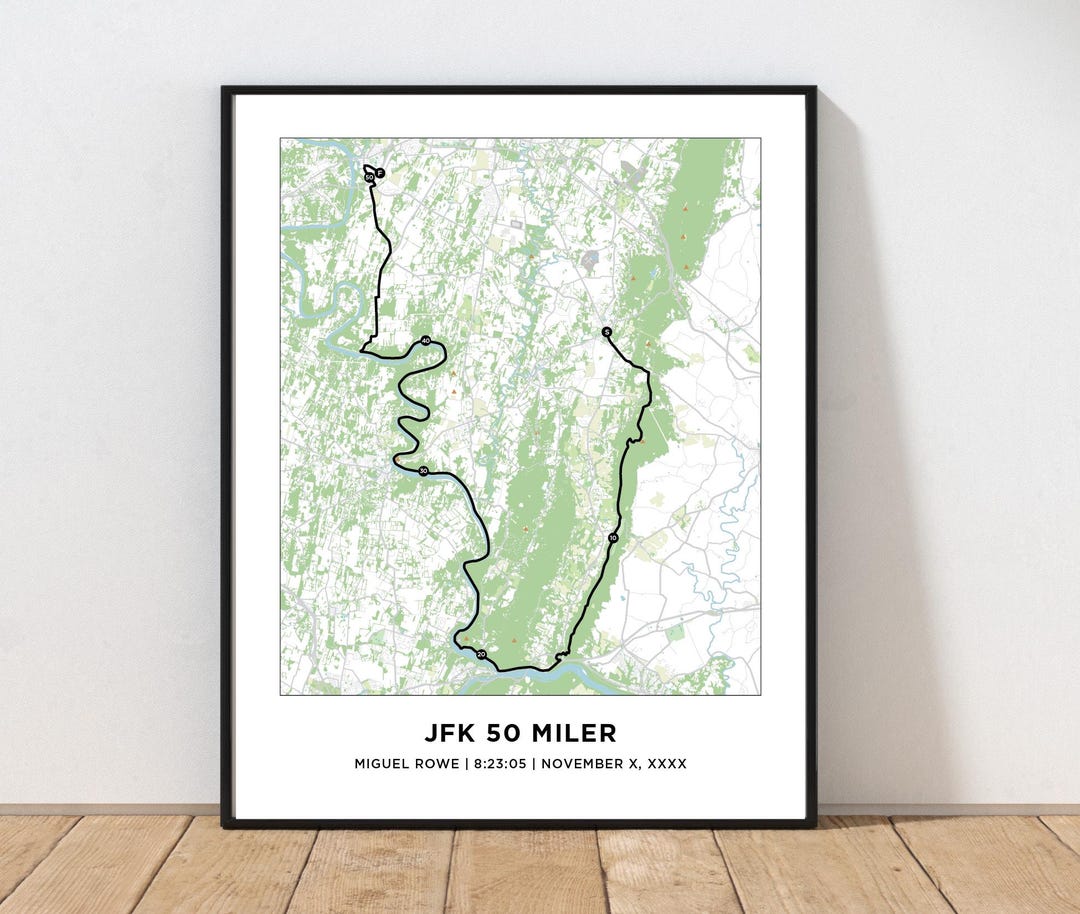 JFK 50 Mile Race Course Map | Personalized JFK 50 Mile Map | Ultra Race ...