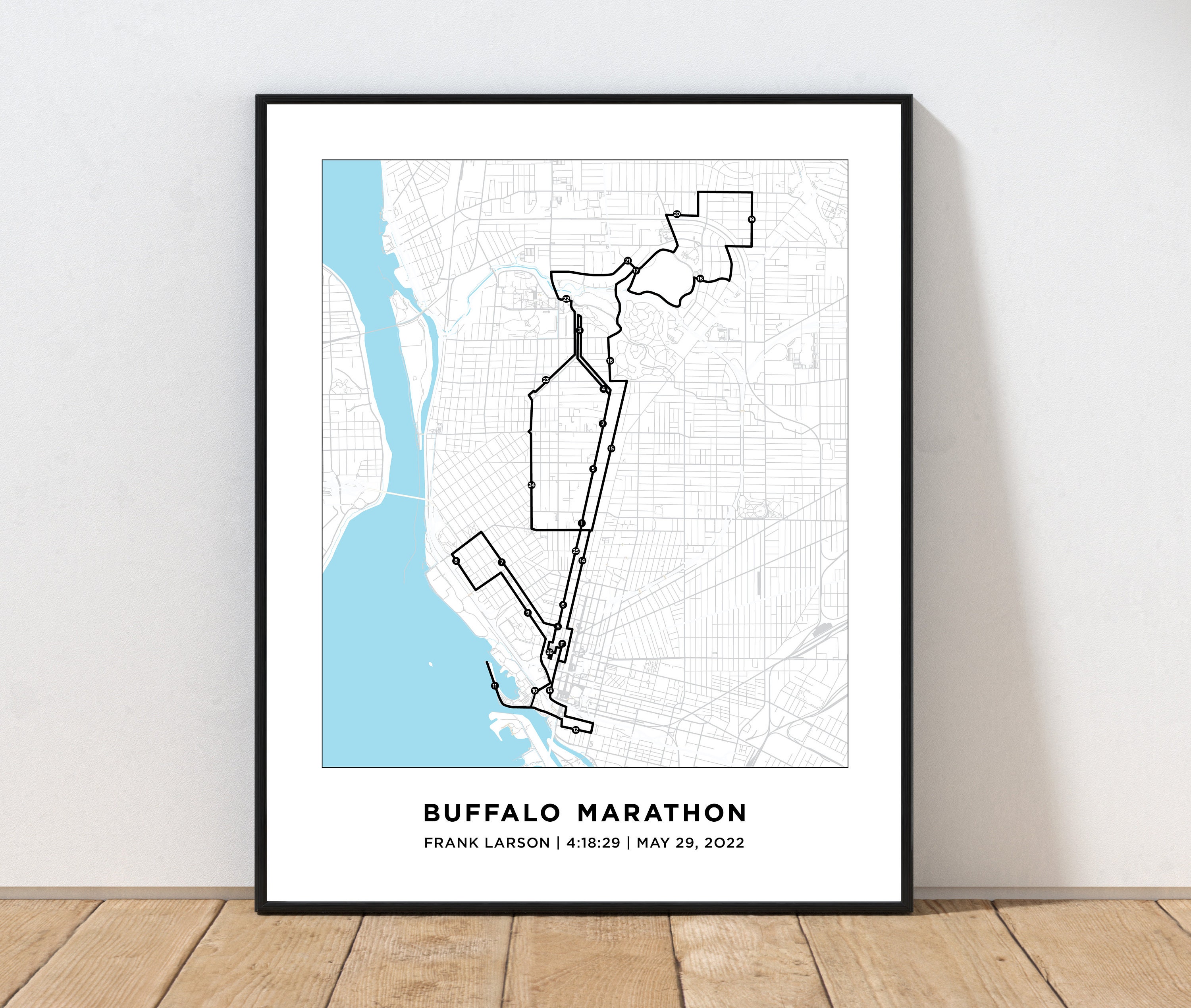 Buffalo Marathon Course Map Personalized Buffalo Marathon Route Map ...