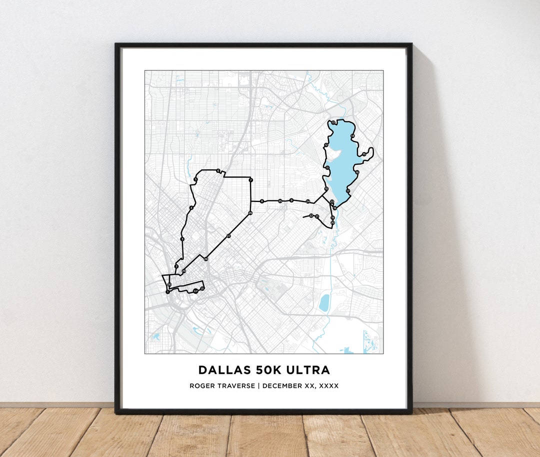 Dallas 50k Ultra Course Map | Personalized Dallas 50k Ultra Route Map ...